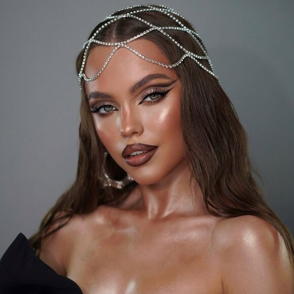 Accessories | Rhinestone Mesh Headpiece Cap Silver Roaring 2s Crystal ...